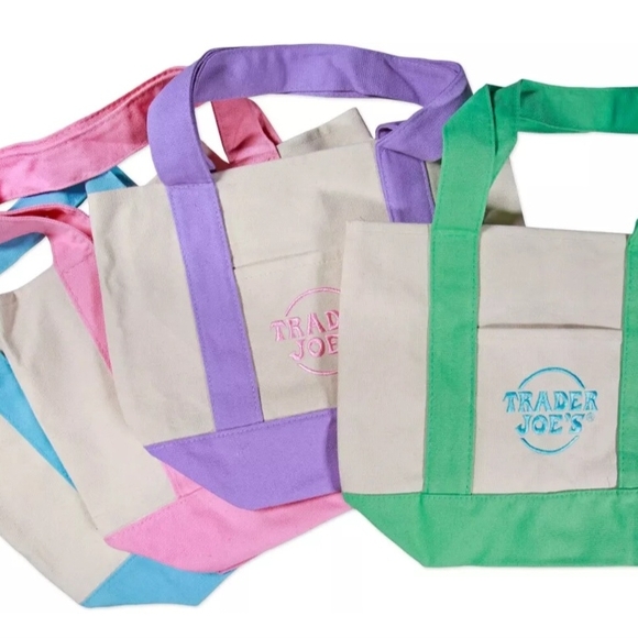 Trader Joe'S | Bags | Trader Joes Pastel Mini Canvas Totes | Poshmark